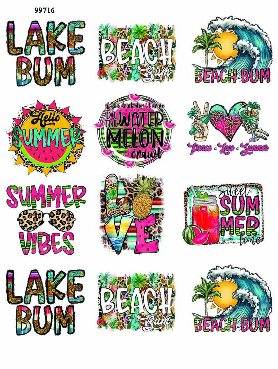 Summer Fun - Ceramic Decal - Glass Decal ~LEAD FREE & Food Safe ...