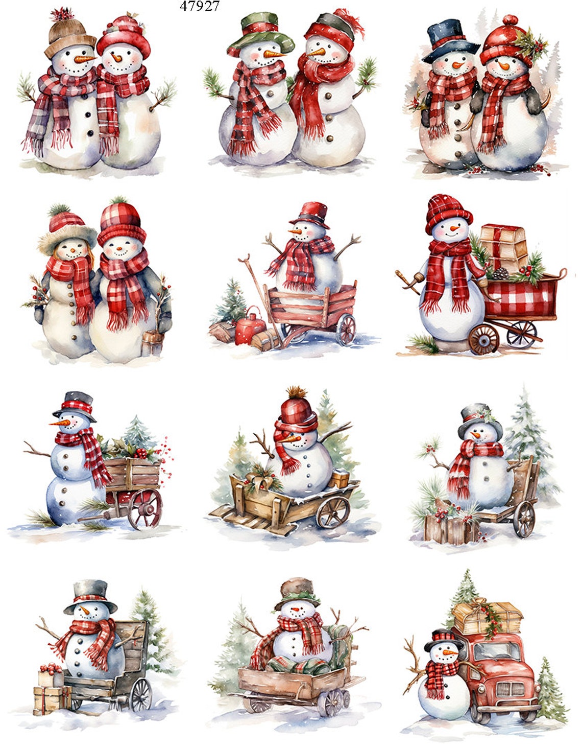 Christmas Snowmen - Snowman - Ceramic Decals- Enamel Decal - Glass ...