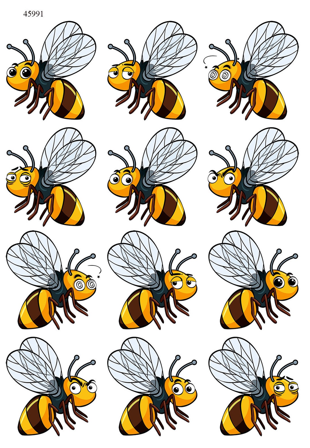 Cartoon Bees - Ceramic Decals- Enamel Decal - Fusible Decal - Glass ...