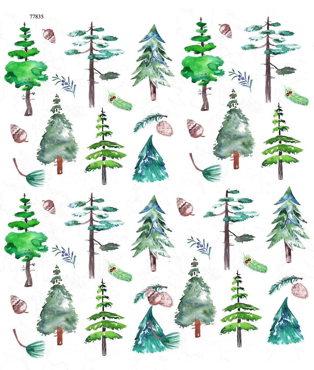 Watercolor Forest Trees - Ceramic Decals- Enamel Decal - Glass Decal ...