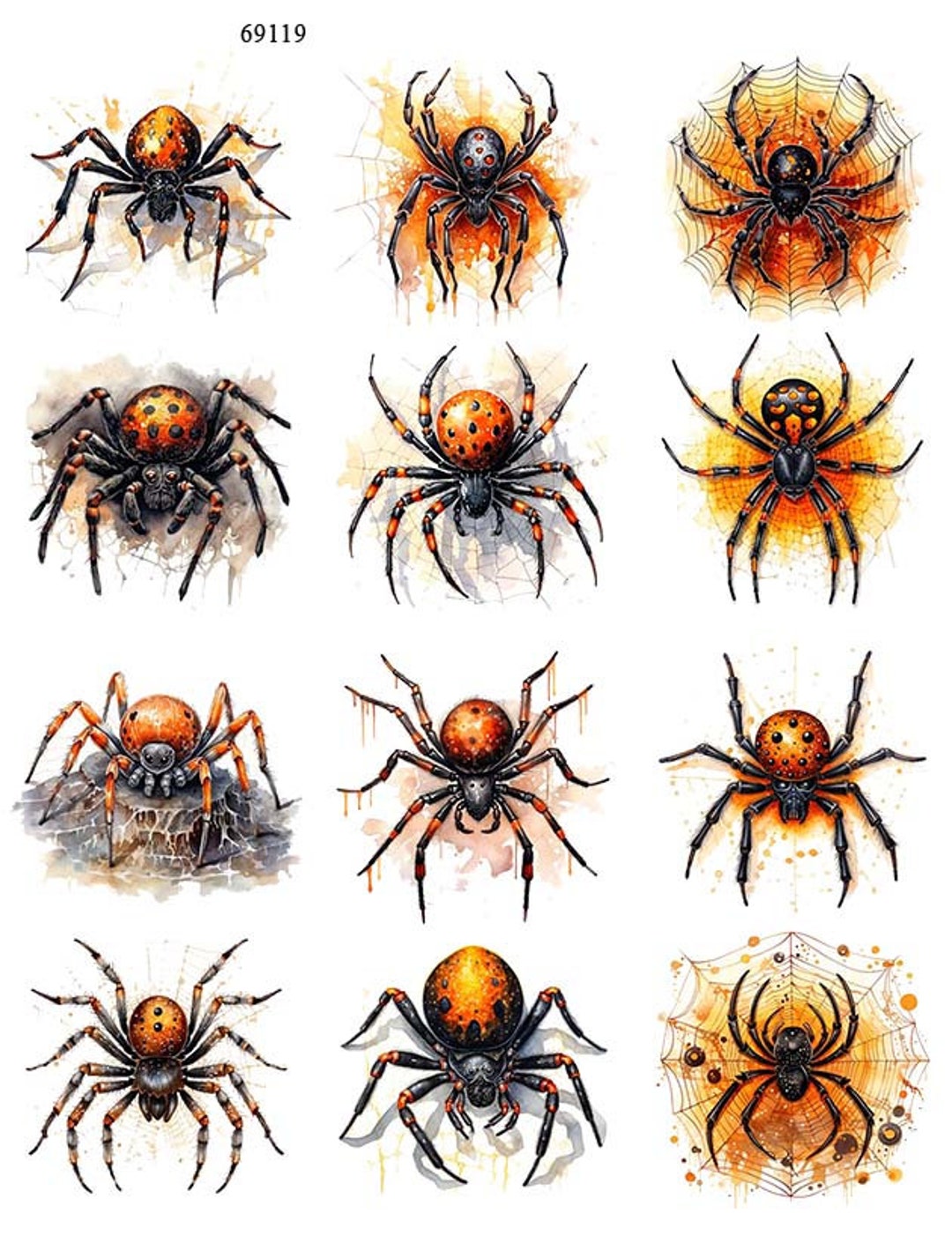 Very Scary Spiders - Halloween - Ceramic Decals- Enamel Decal - Fusible ...