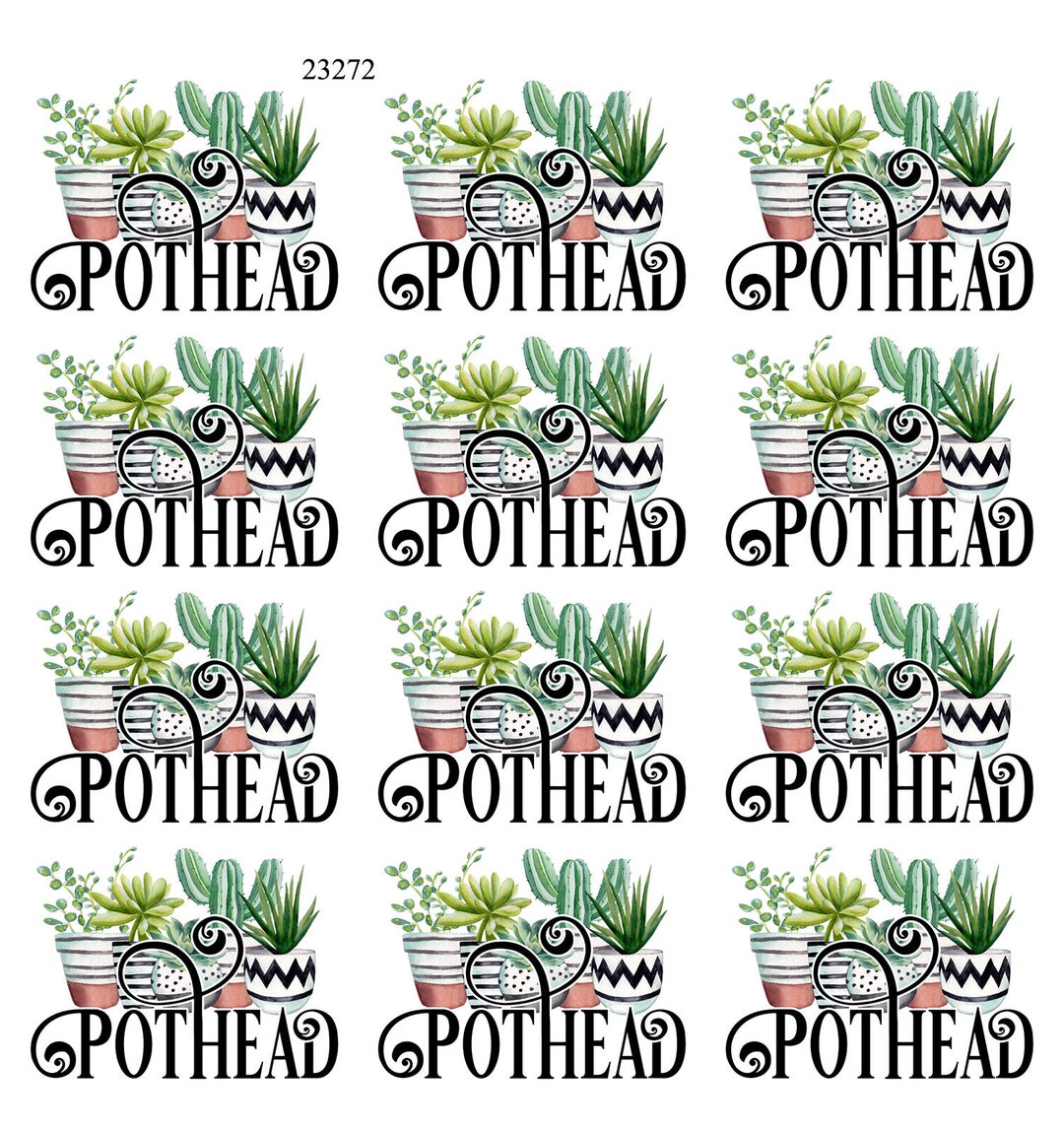 Pot Head - Plants - Ceramic Decals- Enamel Decal - Fusible Decal ...