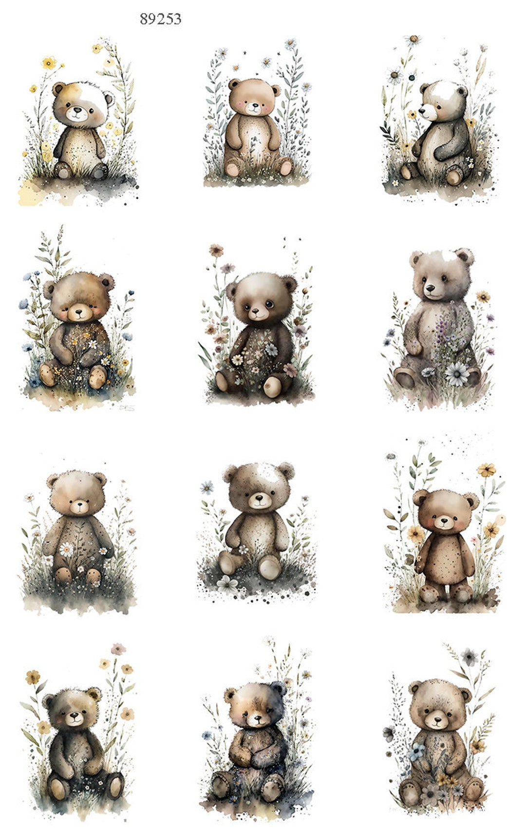 Cute Teddy Bears - Ceramic Decals- Enamel Decal - Glass Decal- 89253 - Etsy