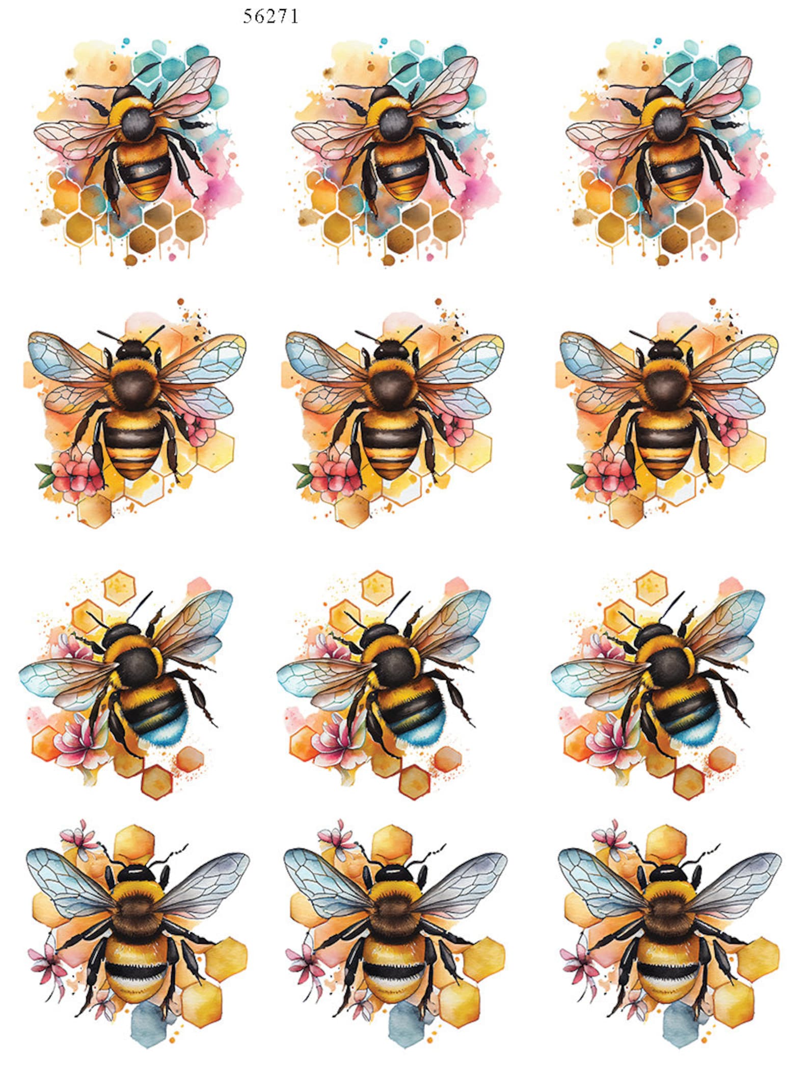 Bee Art Ceramic Decals Enamel Decal Fusible Decal Glass Fusing Decal ...