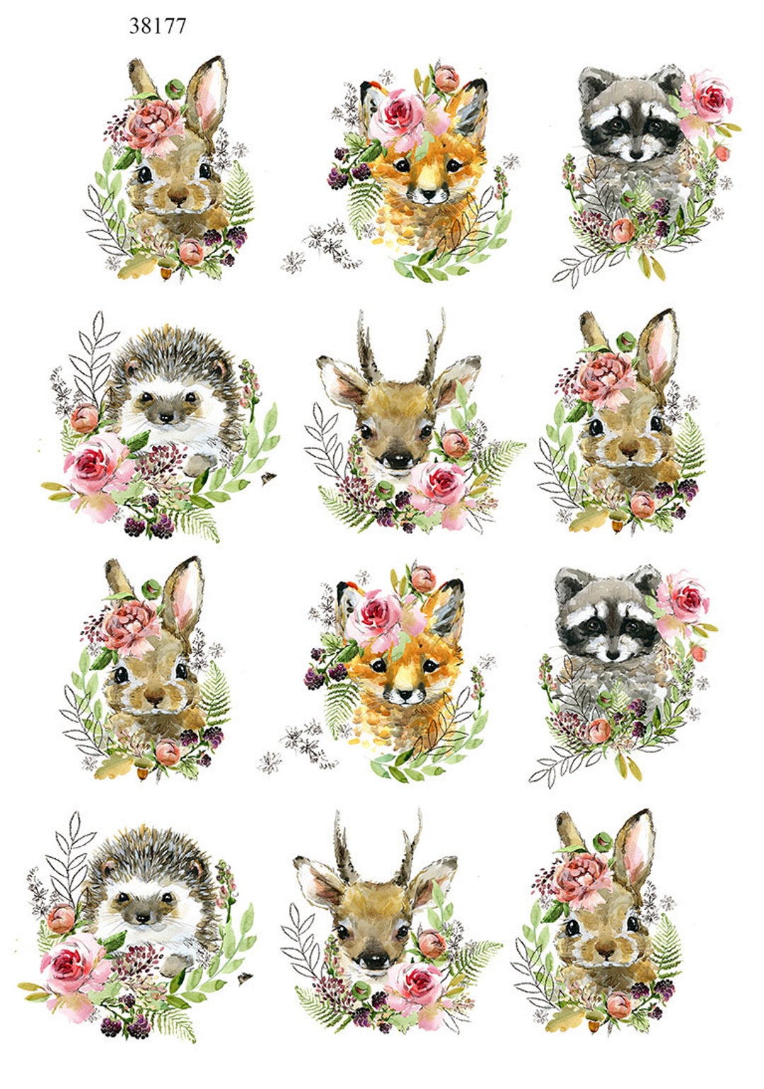 Baby Forest Animals - Ceramic Decals- Enamel Decal - Fusible Decal ...