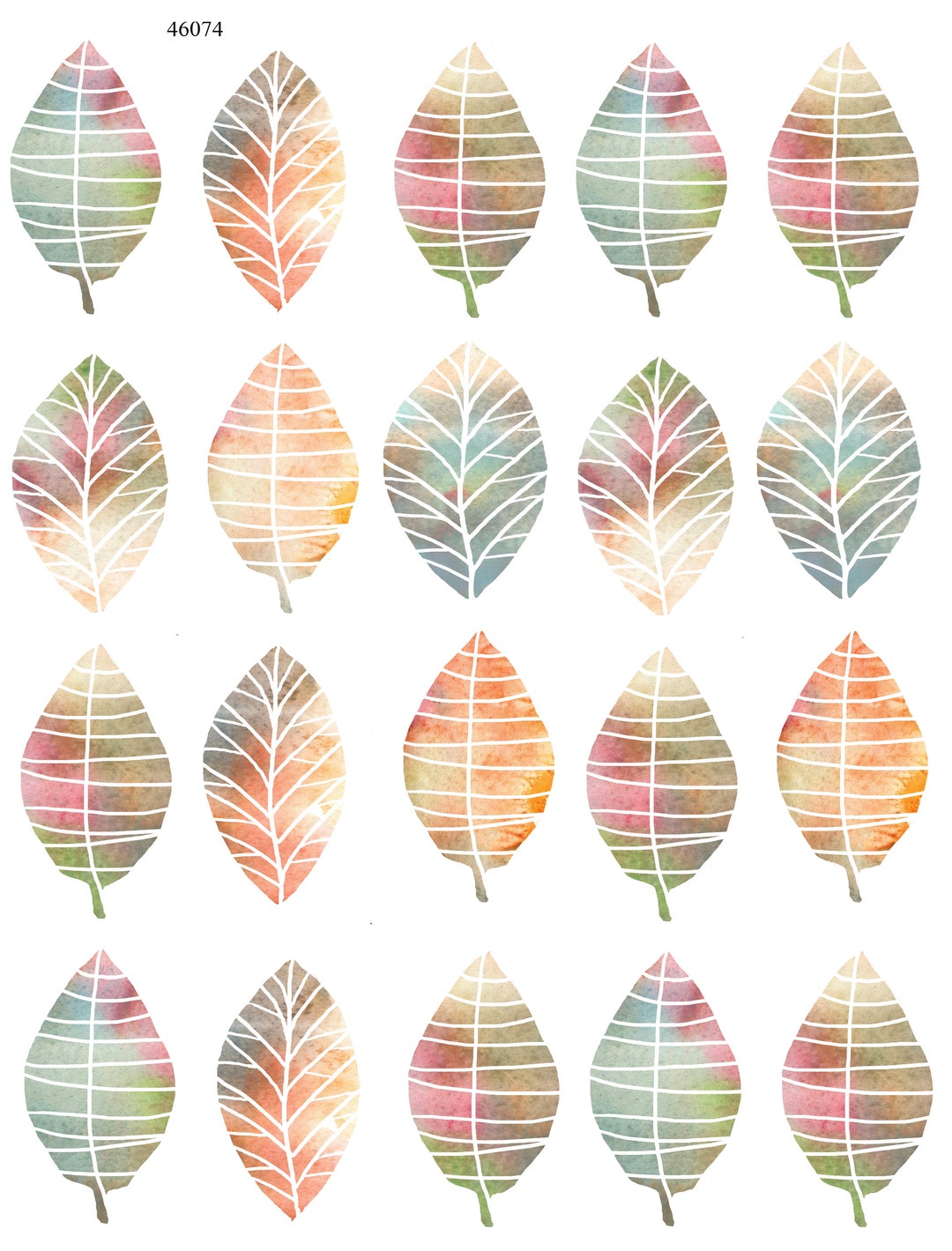 Pastel Leaves - Ceramic Decals- Enamel Decal - Fusible Decal - Glass ...