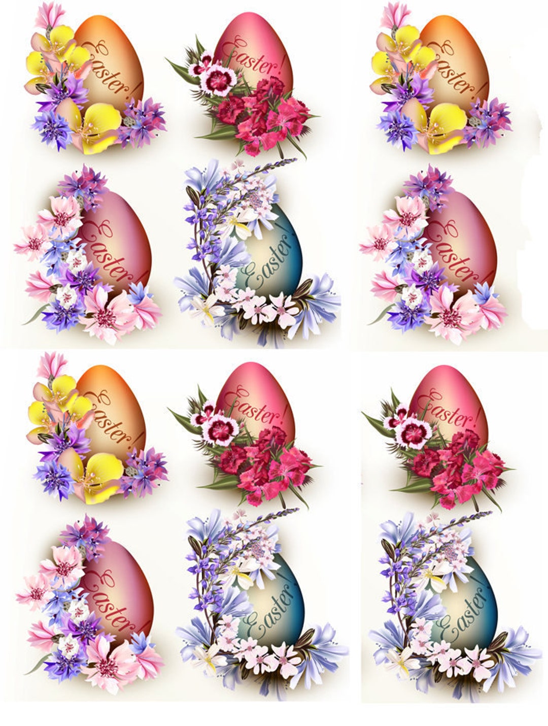 Floral Easter Eggs - Ceramic Decals- Enamel Decal - Glass Decal- 80737 ...