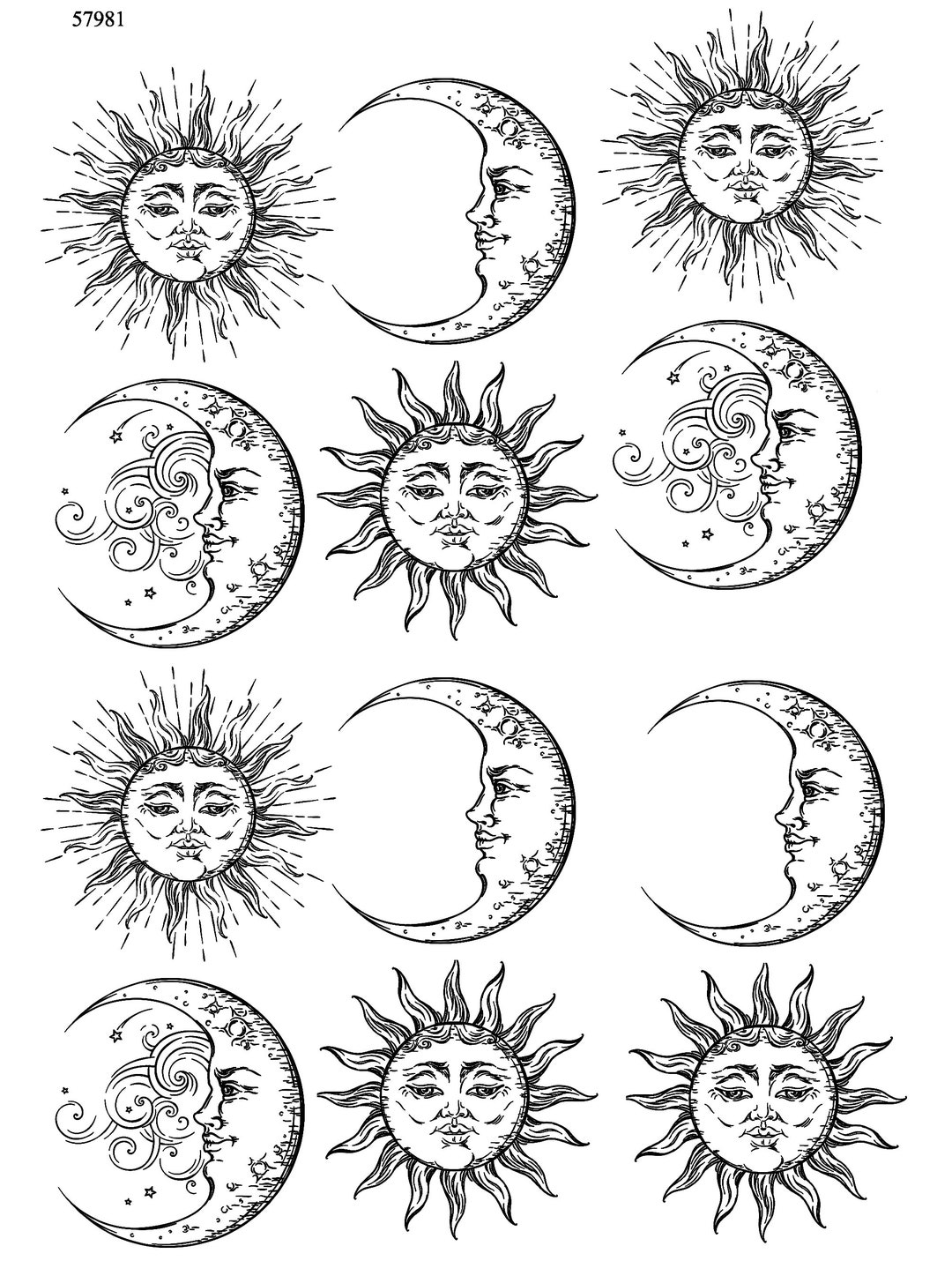 Moon Faces - Ceramic Decals- Enamel Decal - Glass Decal- 57981 - Etsy