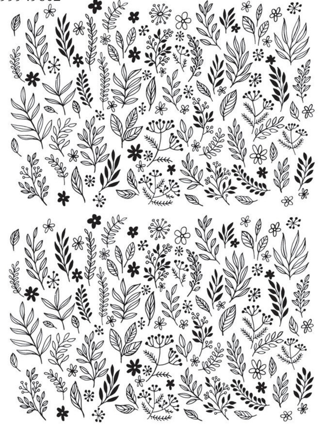 Black Flowers and Ferns - Seamless - Ceramic Decals- Enamel Decal ...
