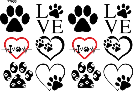Dog Paws Love Heart Ceramic Decals Enamel Decal | Etsy