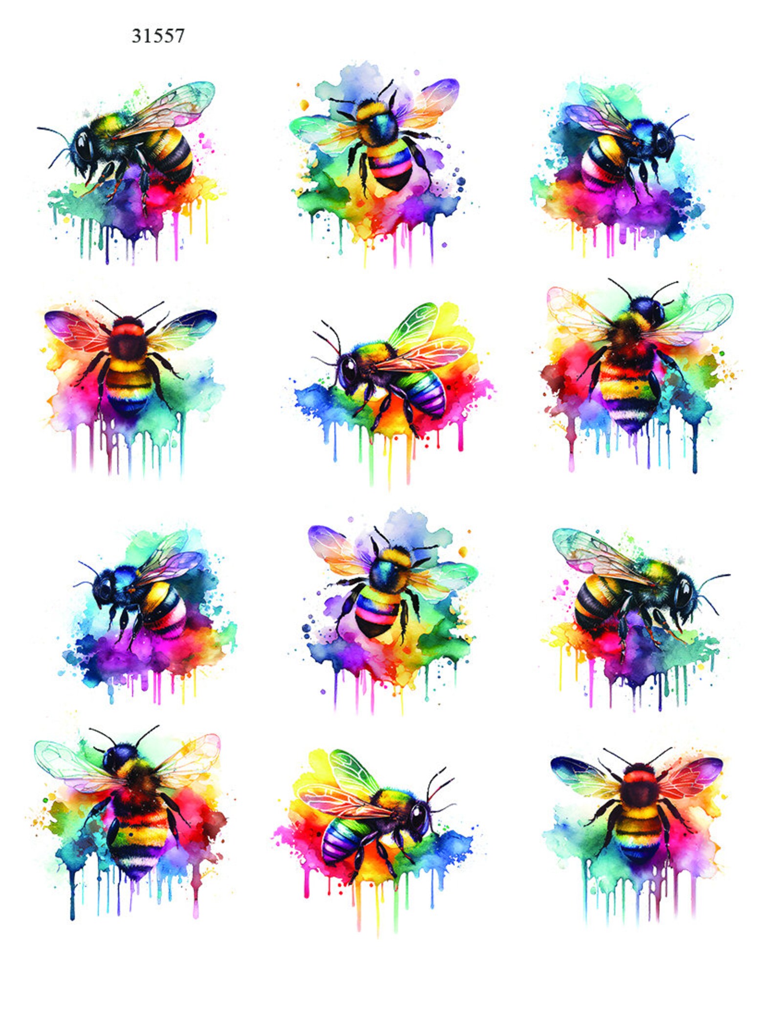 Rainbow Bees - Ceramic Decals- Enamel Decal - Glass Decal- 31557 - Etsy