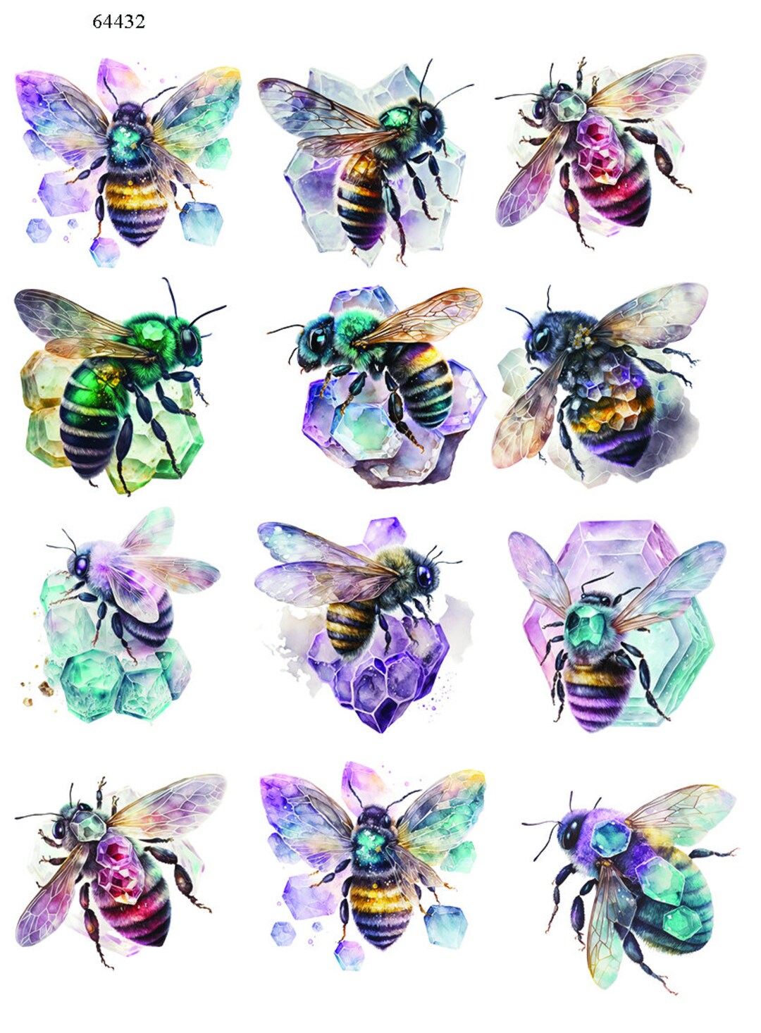 Crystalised Bees - Ceramic Decals- Enamel Decal - Glass Decal- 64432 - Etsy