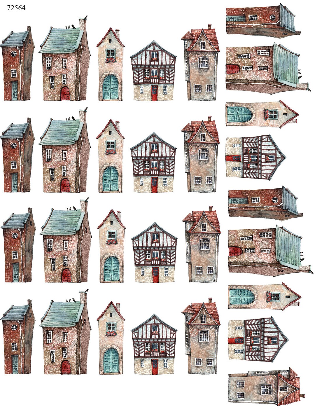 Houses Houses Houses - Ceramic Decals- Enamel Decal - Fusible Decal ...