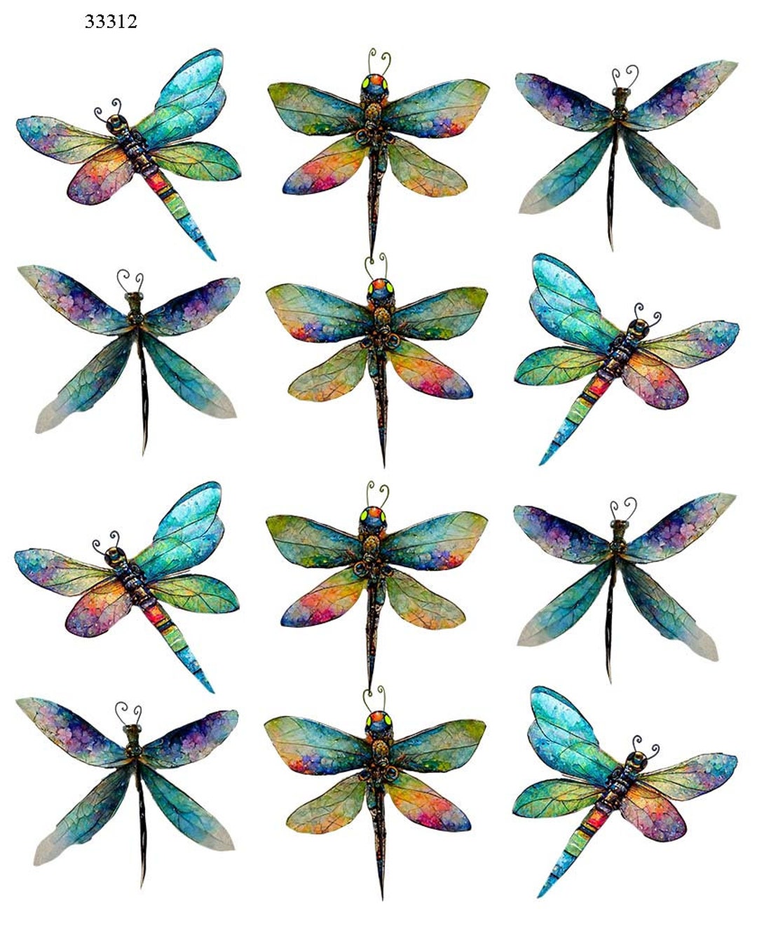 Watercolor Dragonflies - Ceramic Decals- Enamel Decal - Fusible Decal ...