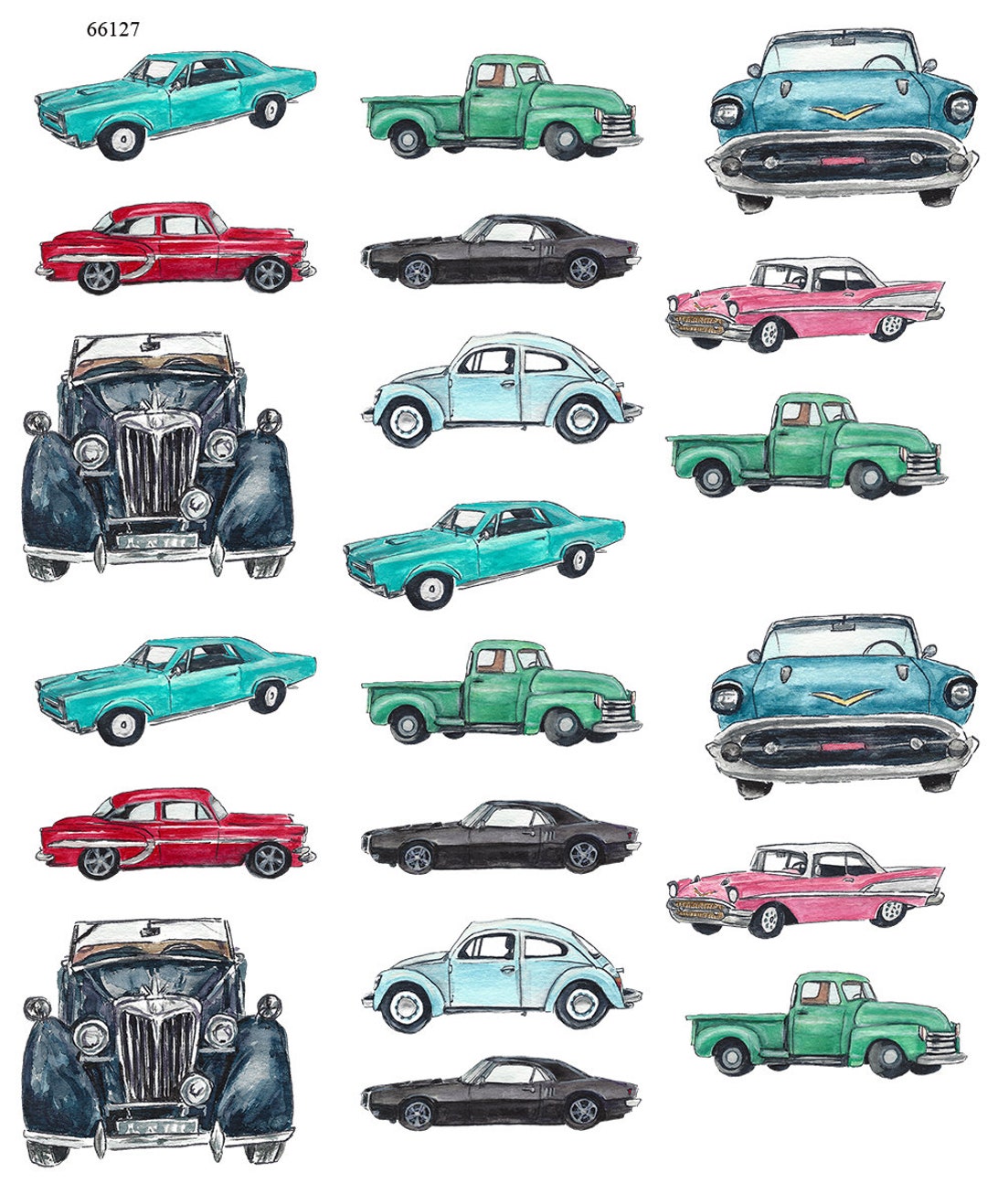 Classic Cars - Ceramic Decals- Enamel Decal - Fusible Decal - Glass ...
