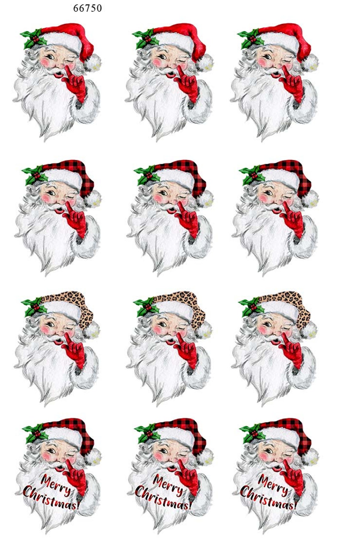 Santa Face - Christmas - Ceramic Decals- Enamel Decal - Glass Decal ...
