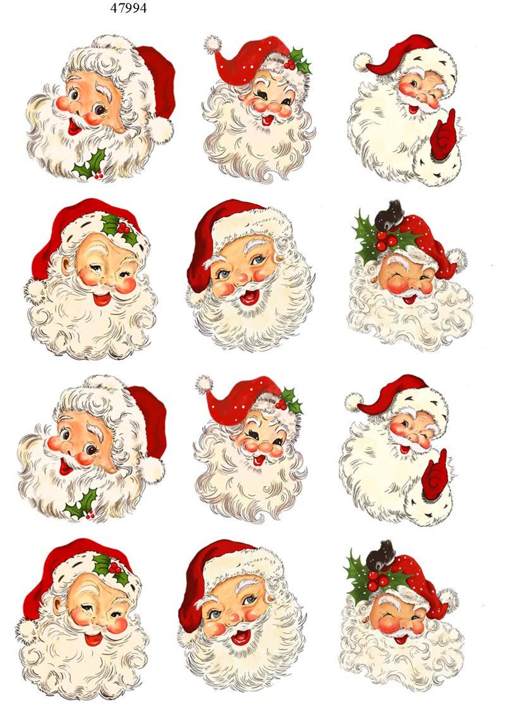 Vintage Santa Claus - Ceramic Decals- Enamel Decal - Glass Decal- 47994 ...