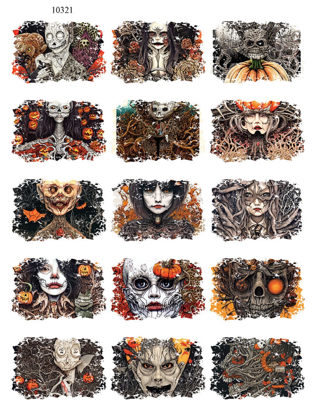 Scary Faces of Halloween - Ceramic Decals- Enamel Decal - Glass Decal ...
