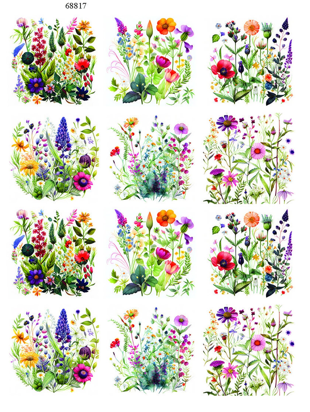 Wild Flowers - Ceramic Decals- Enamel Decal - Glass Decal- 68817 - Etsy