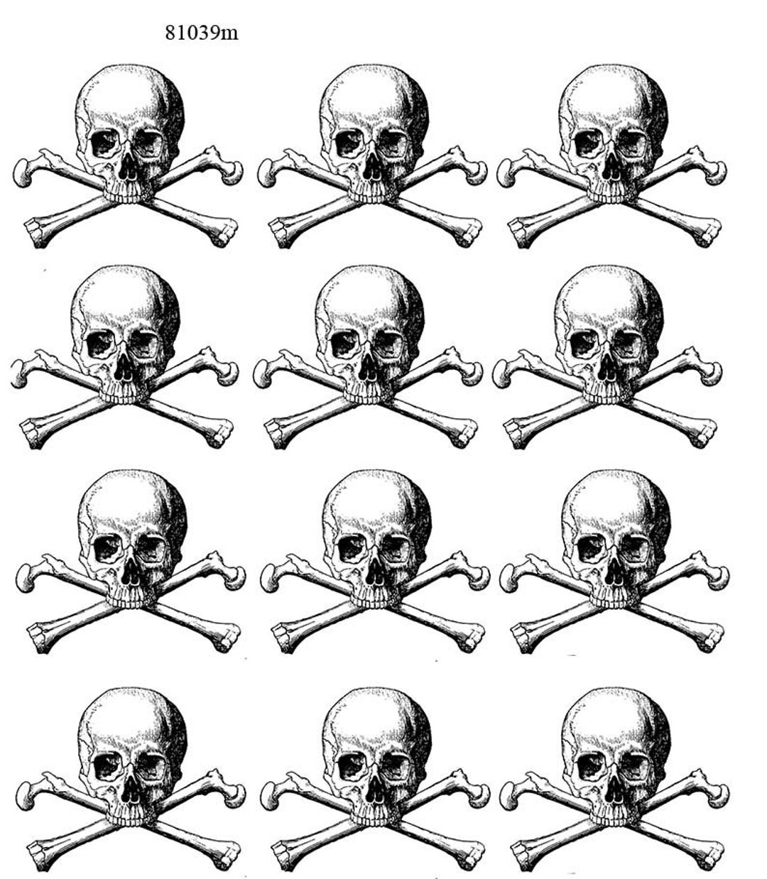 Skull and Cross Bones - Ceramic Decals- Enamel Decal - Fusible Decal ...