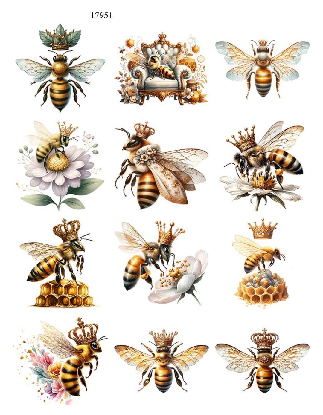 Queen Bees - Ceramic Decals- Enamel Decal - Fusible Decal - Glass ...