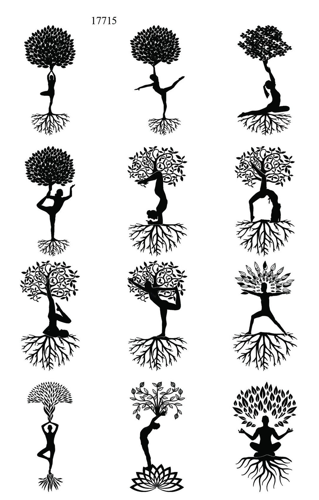 Yoga Tree of Life 2 - Ceramic Decals- Enamel Decal - Fusible Decal ...