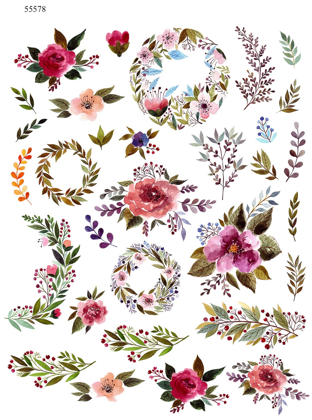 Spring Flowers - Ceramic Decals- Enamel Decal - Glass Decal- 55578 - Etsy