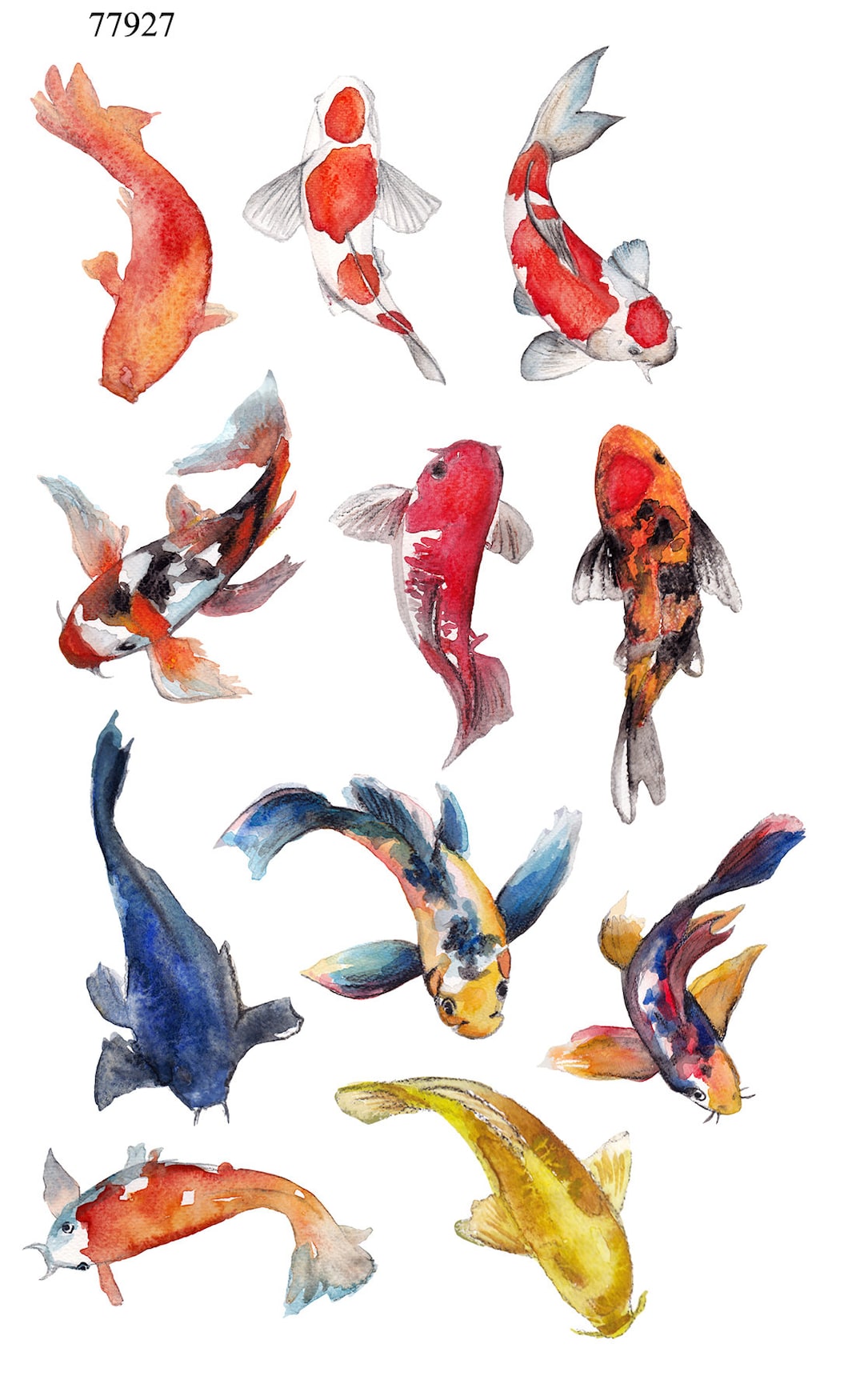 Swimming Koi Fish - Ceramic Decals- Enamel Decal - Glass Decal- 77928 ...