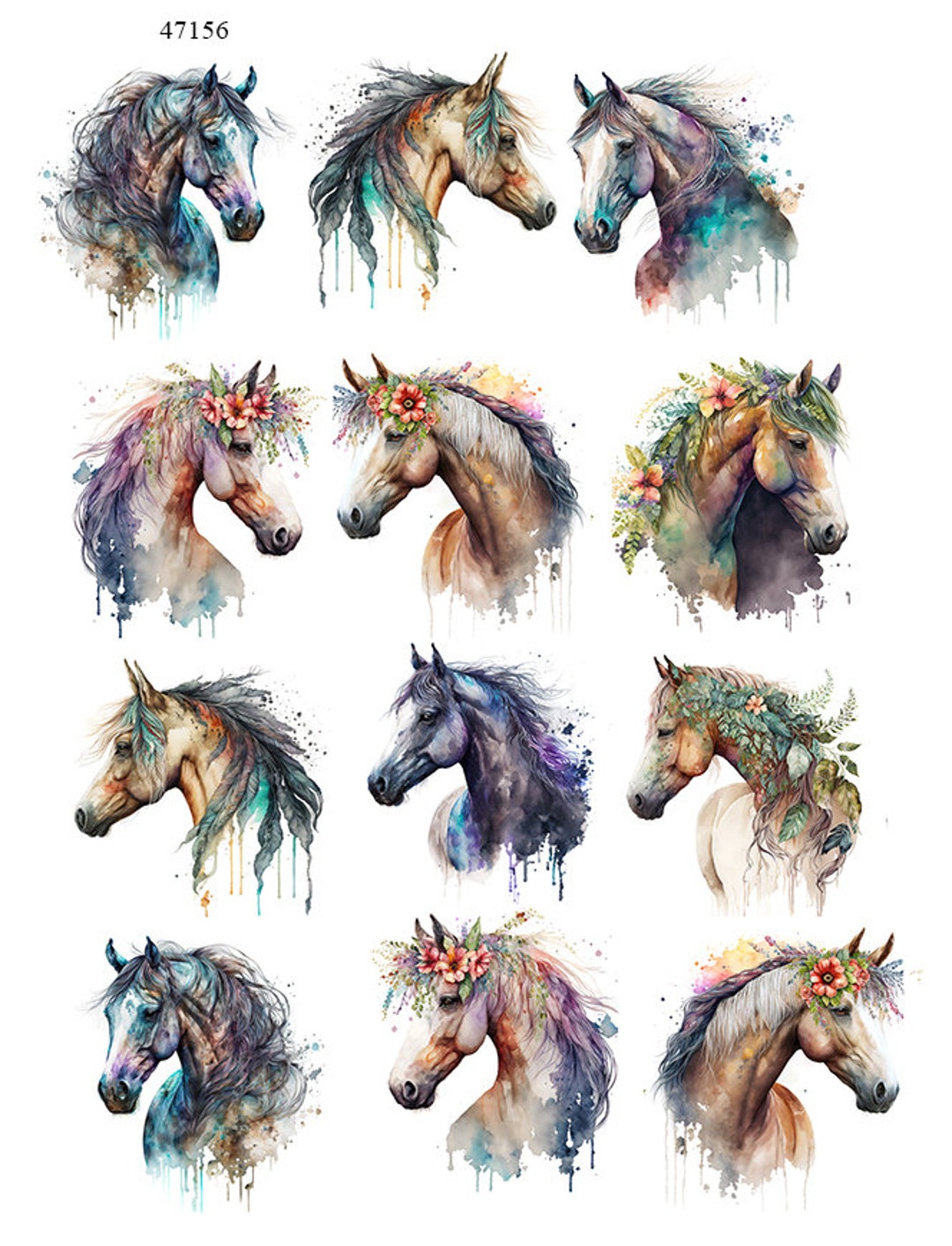 Boho Horses - Ceramic Decals- Enamel Decal - Glass Decal- 47156 - Etsy