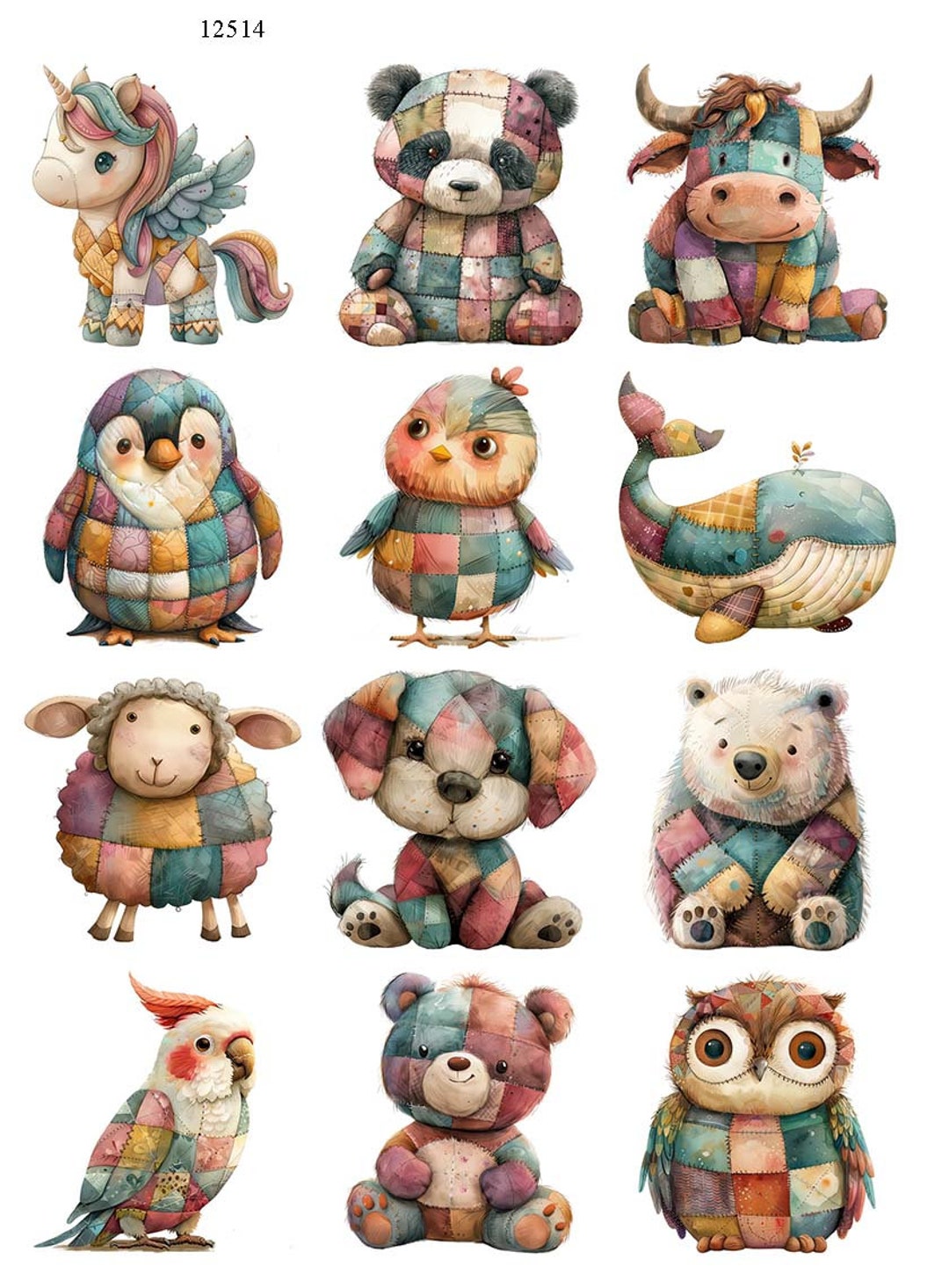 Patchwork Kids 4 - Ceramic Decals- Enamel Decal - Fusible Decal - Glass ...