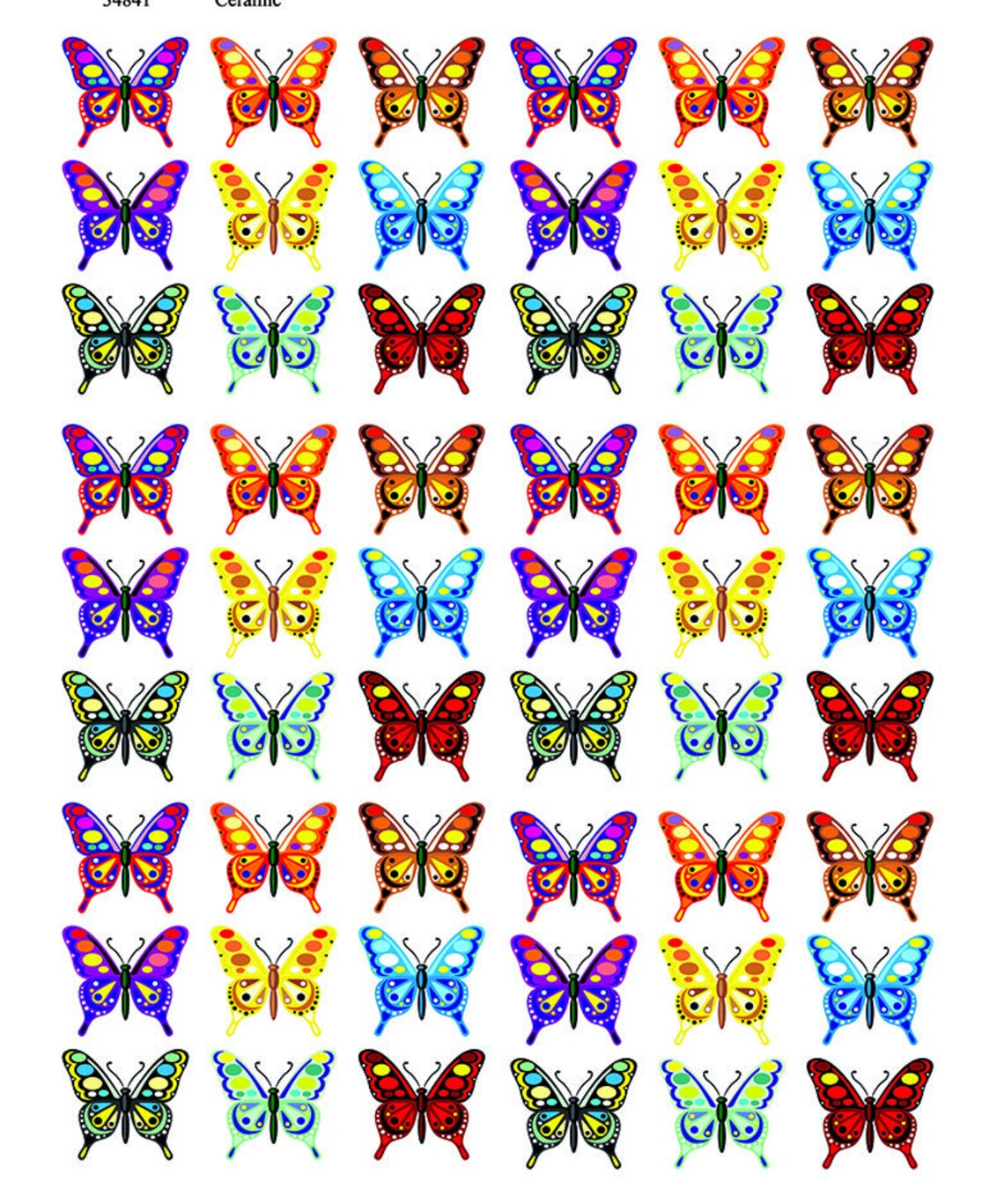 Colorful Butterflies - Ceramic Decals- Enamel Decal - Glass Decal ...