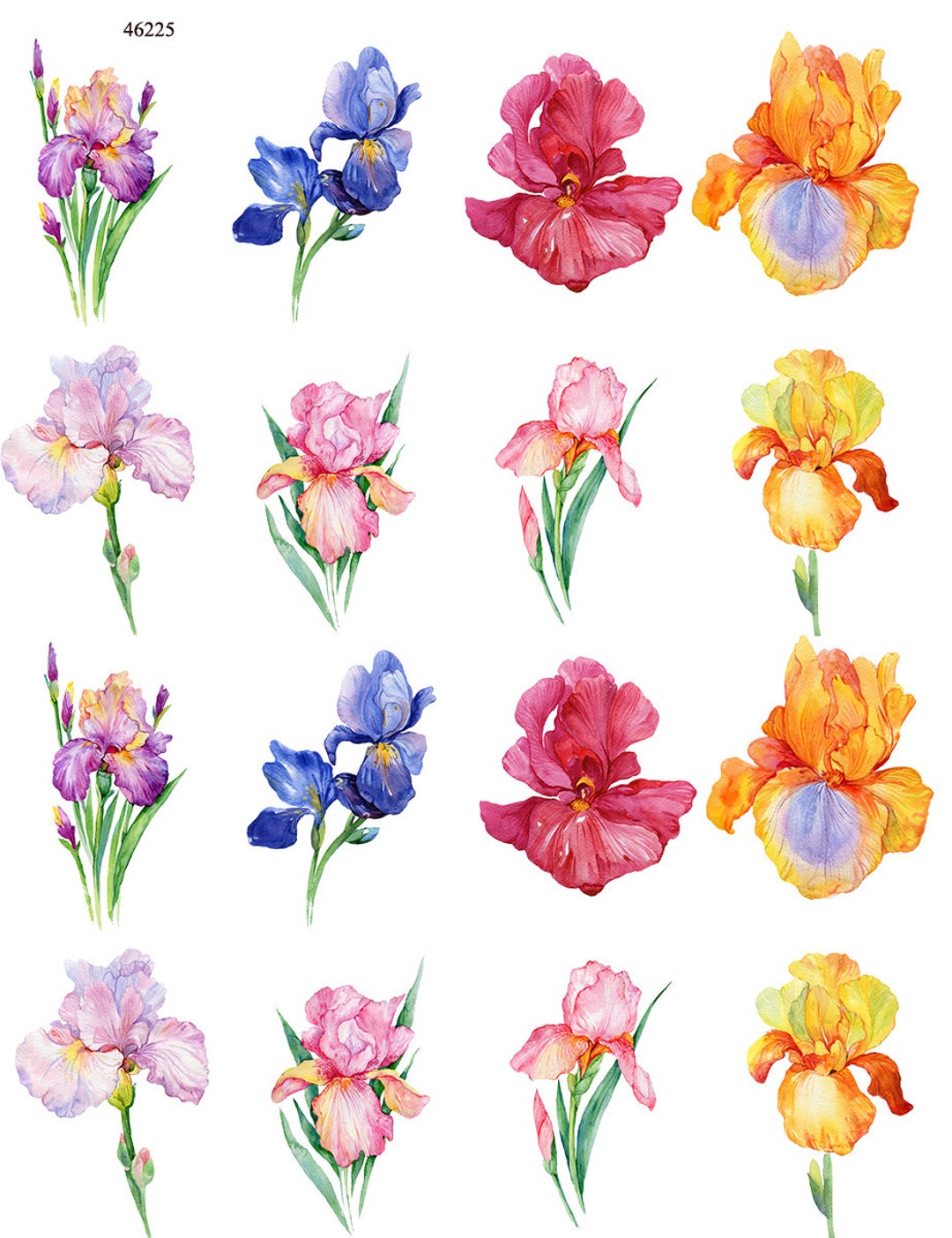 Iris Flowers - Ceramic Decals- Enamel Decal - Fusible Decal - Glass ...