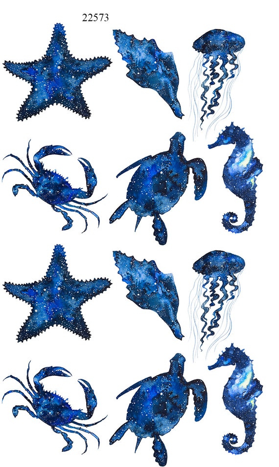 Beautiful Blue Sea Creatures Ceramic Decals Fusible Decal | Etsy
