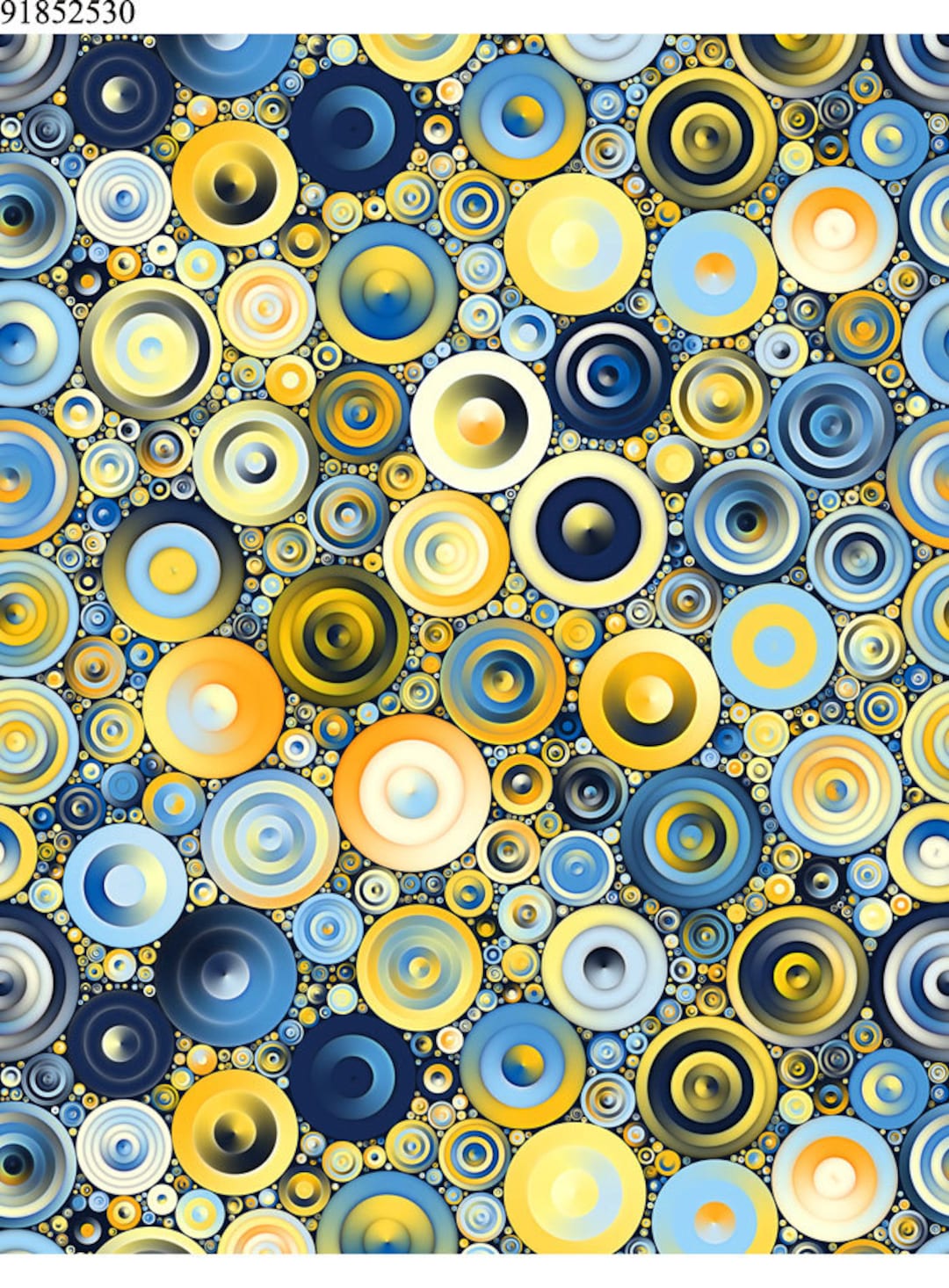 Blue and Yellow Circles - Ceramic Decals- Enamel Decal - Glass Decal ...