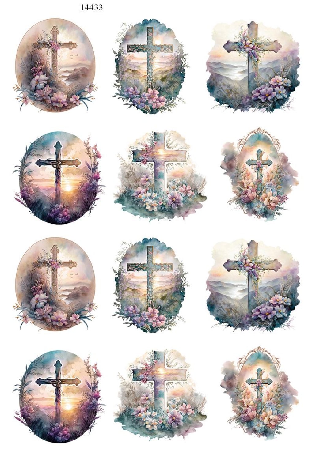 Easter Crosses - Ceramic Decals- Enamel Decal - Glass Decal- 14433 - Etsy