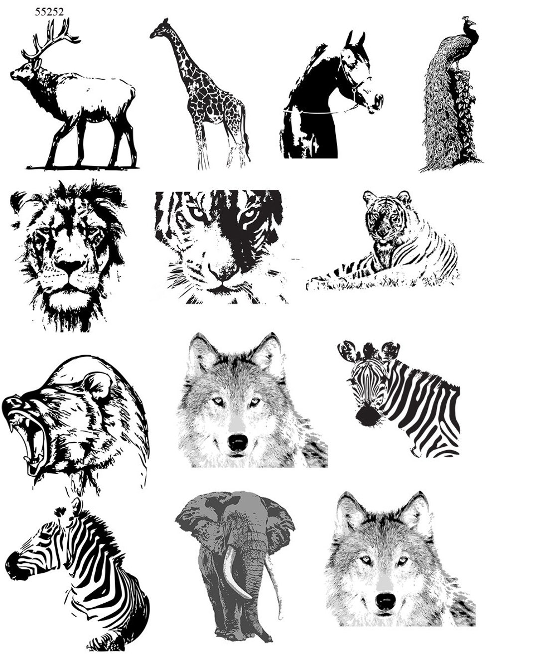 Hand Drawn Wild Animals - Ceramic Decals- Enamel Decal - Glass Decal ...