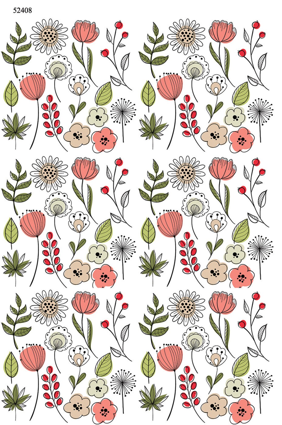 Floral Elements - Ceramic Decals- Enamel Decal - Glass Decal- 52408 - Etsy