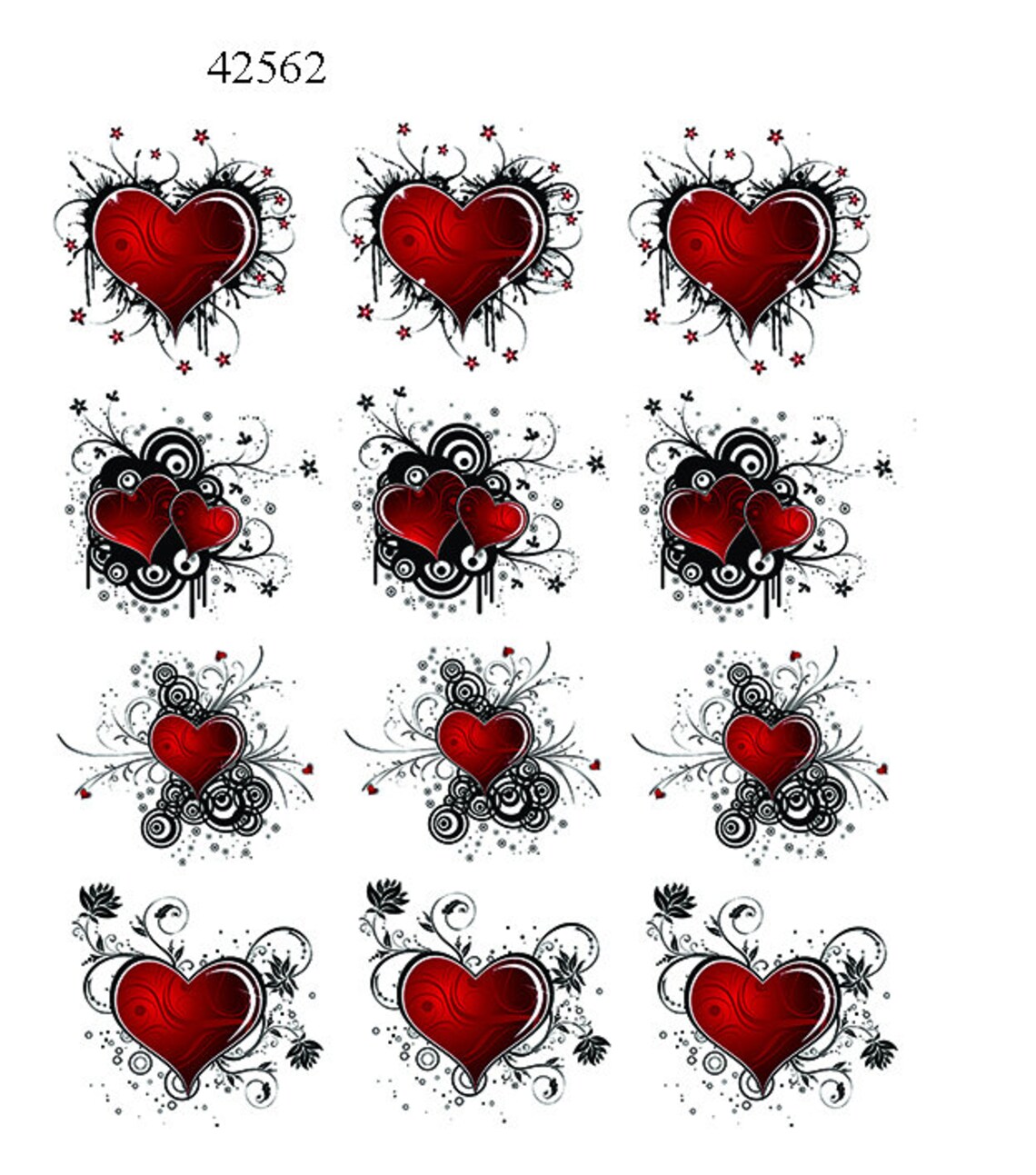 Fancy Free Red Hot Hearts - Ceramic Decals- Enamel Decal - Glass Decal ...