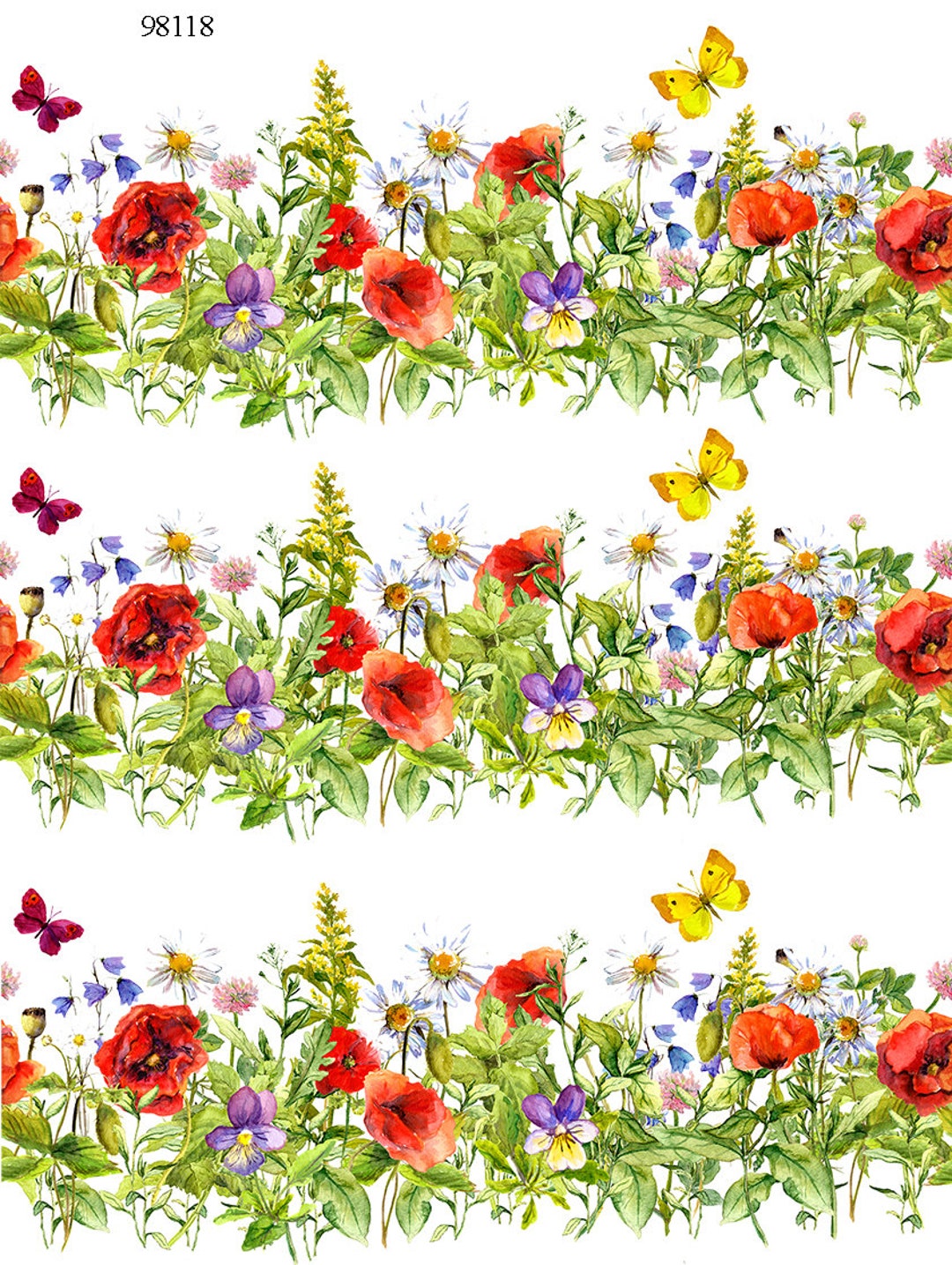 Spring Flowers - Border - Ceramic Decals- Enamel Decal - Glass Decal ...