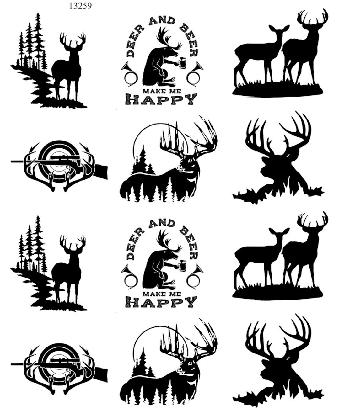 Deer Hunting - Ceramic Decals- Enamel Decal - Glass Decal- 13259 - Etsy