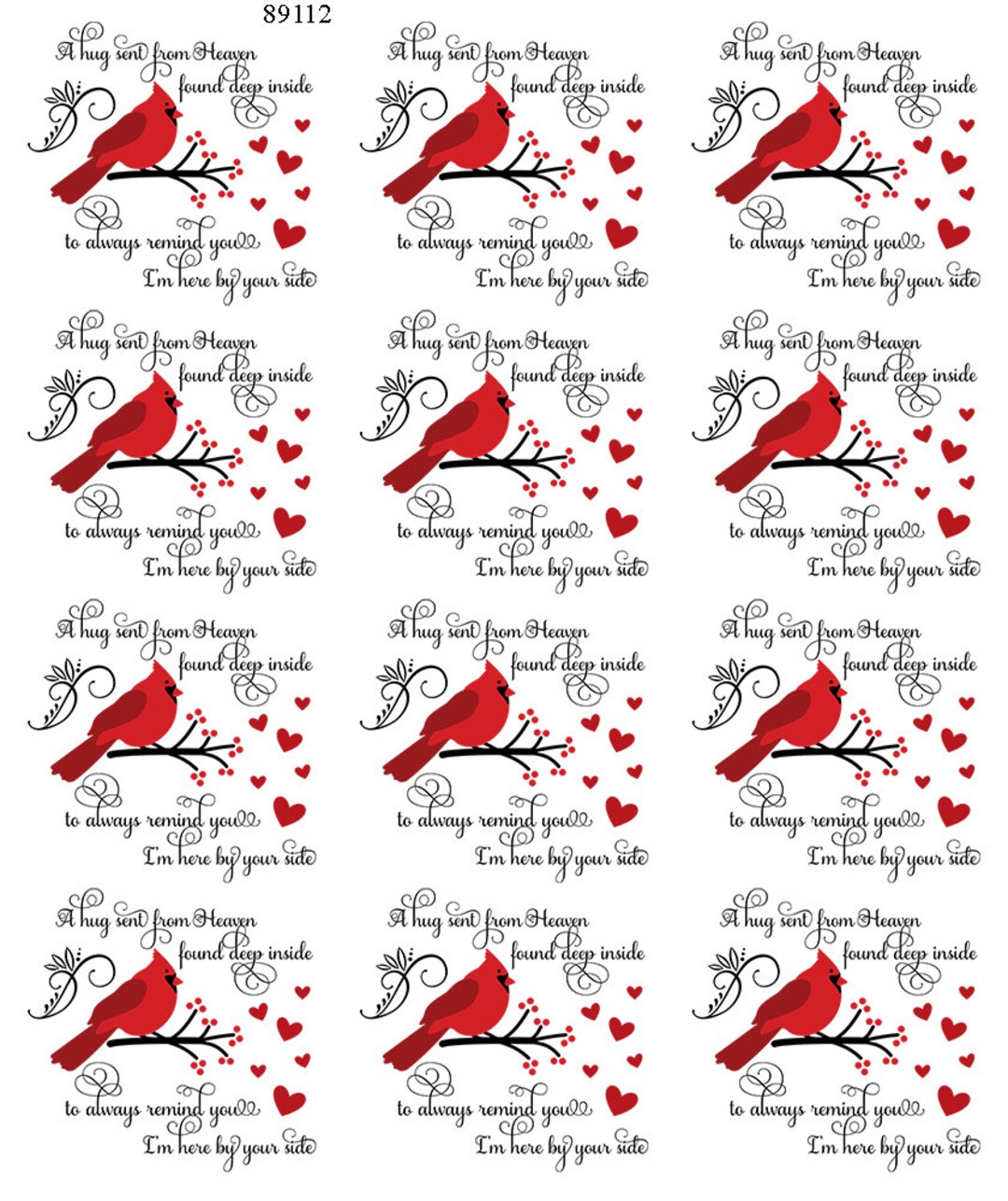 A Hug From Heaven - Cardinal Memorial - Ceramic Decals- Enamel Decal ...