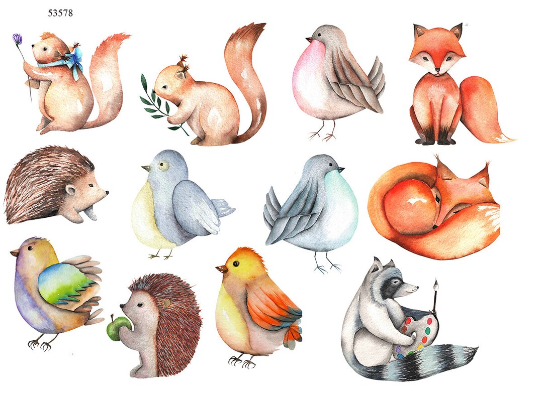 Baby Forest Animals - Ceramic Decals- Enamel Decal - Fusible Decal ...