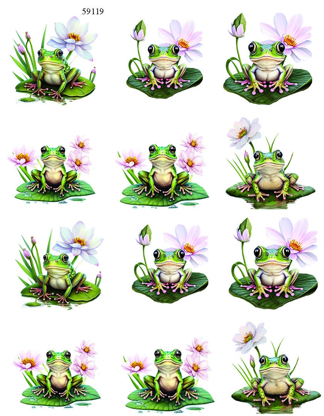 Too Cute Frogs - Ceramic Decals- Enamel Decal - Fusible Decal - Glass ...