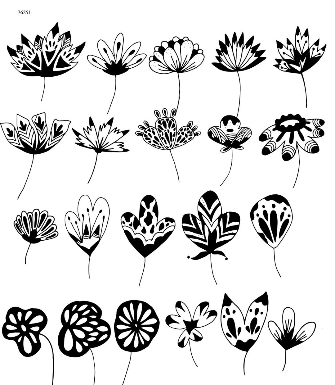 Hand Drawn Flowers - Ceramic Decals- Enamel Decal - Fusible Decal ...