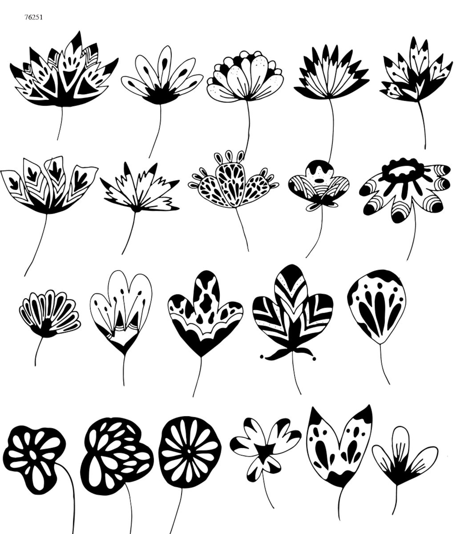 Hand Drawn Flowers Ceramic Decals Enamel Decal Fusible - Etsy