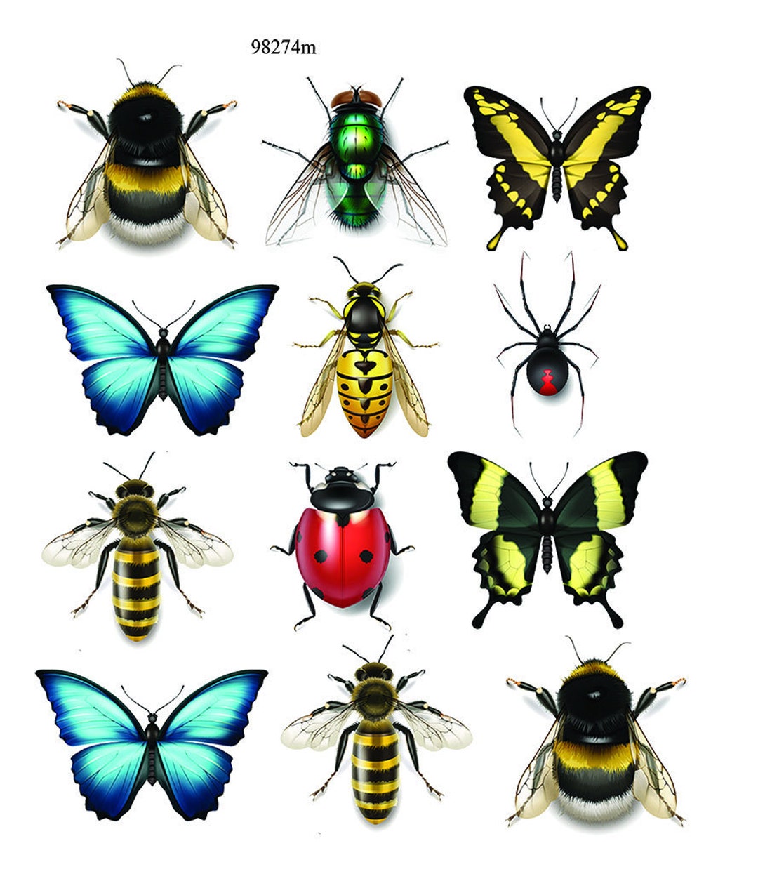 Realistic Insects - Ceramic Decals- Enamel Decal - Glass Decal- 98274 ...