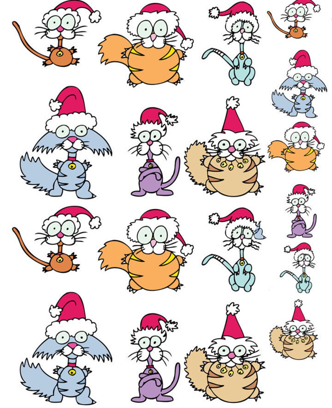 Crazy Christmas Cats - Ceramic Decals- Enamel Decal - Fusible Decal ...