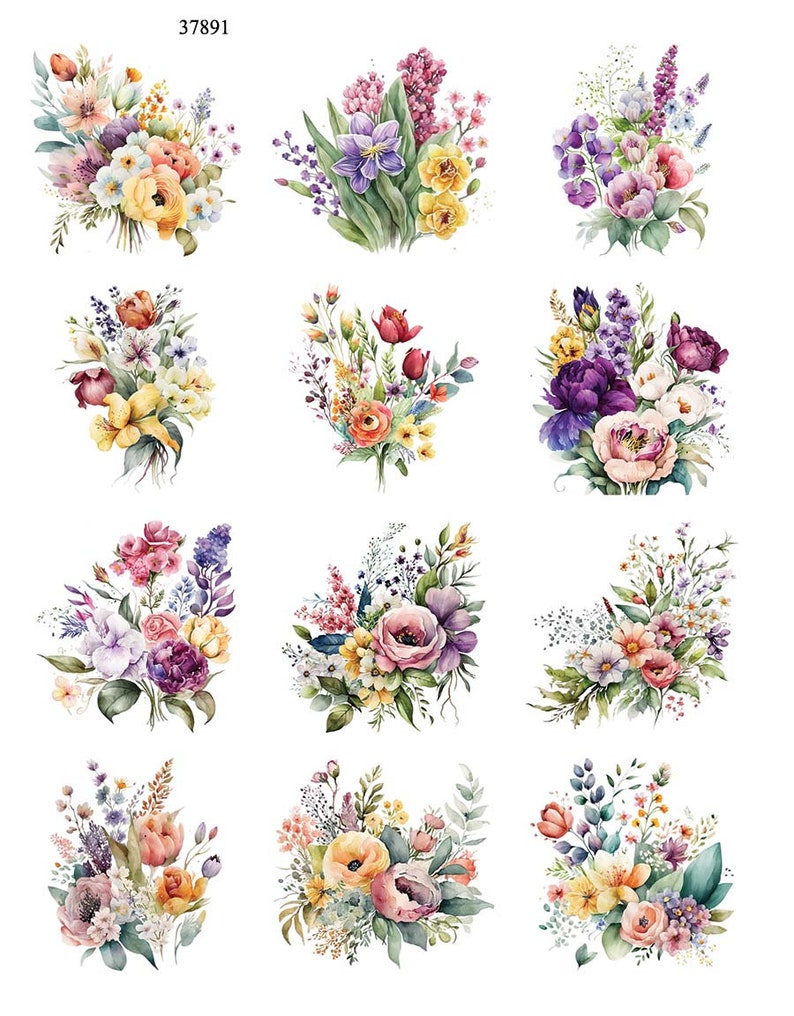 Spring Flowers - Ceramic Decals- Enamel Decal - Glass Decal- 37891 - Etsy