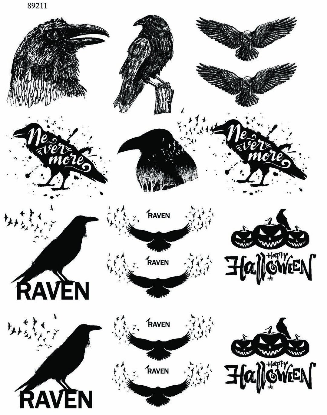 Ravens Crows of All Kinds- Ceramic Decals- Enamel Decal - Glass Decal ...