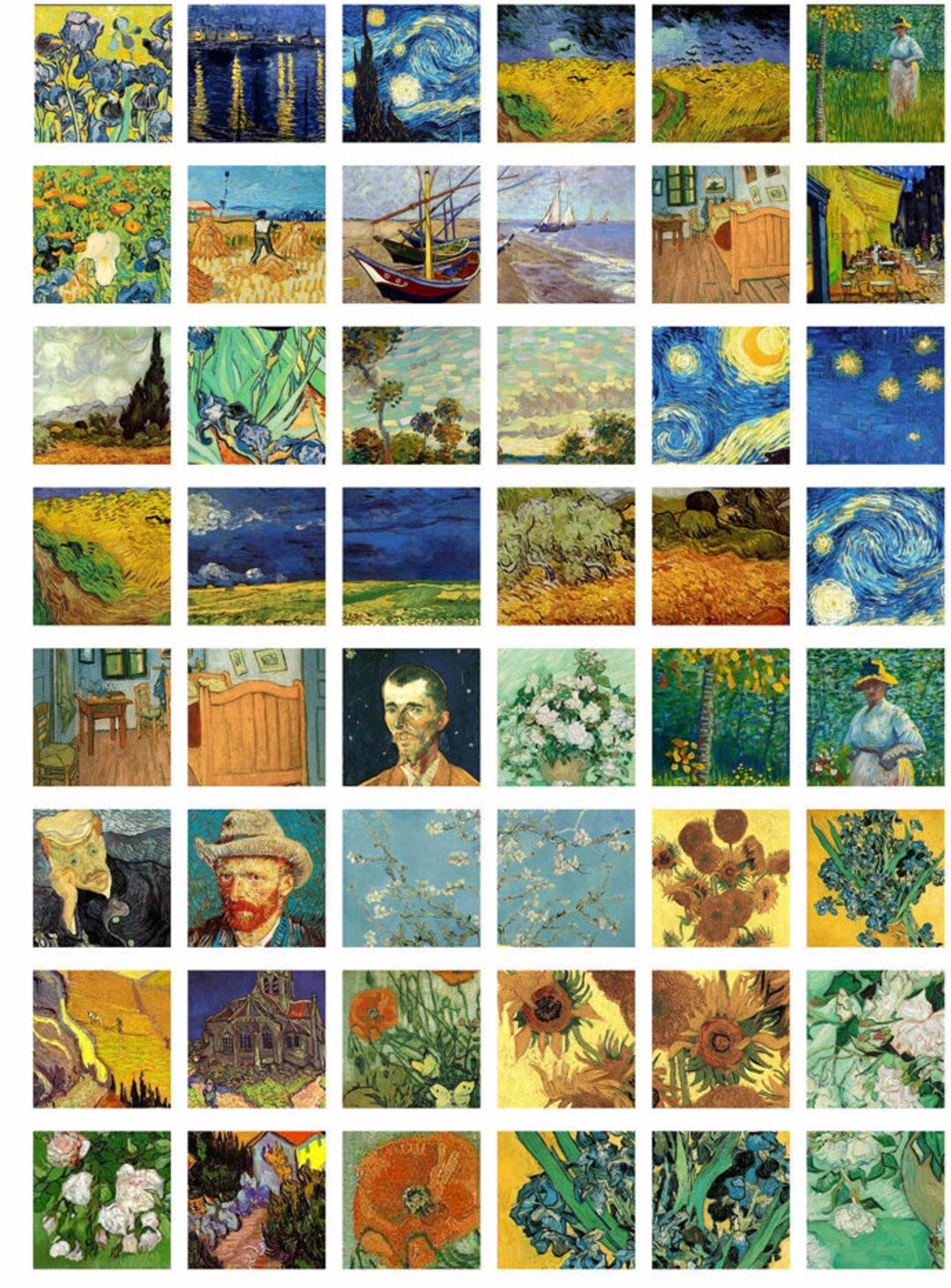 Artist Van Gogh Squares - Ceramic Decals- Enamel Decal - Glass Decal ...